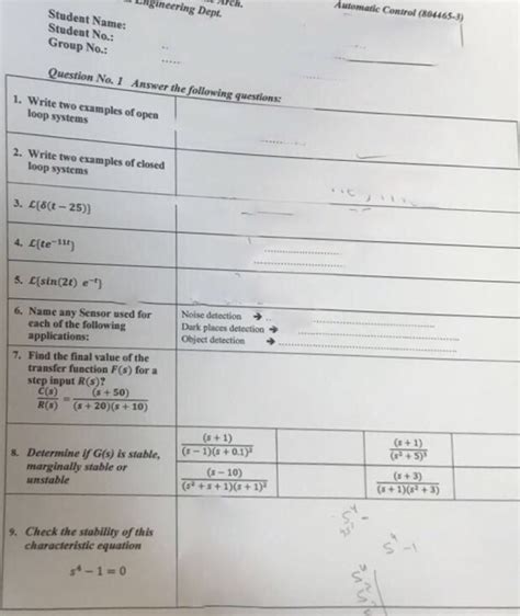 Solved Course Automatic Control Can Chegg
