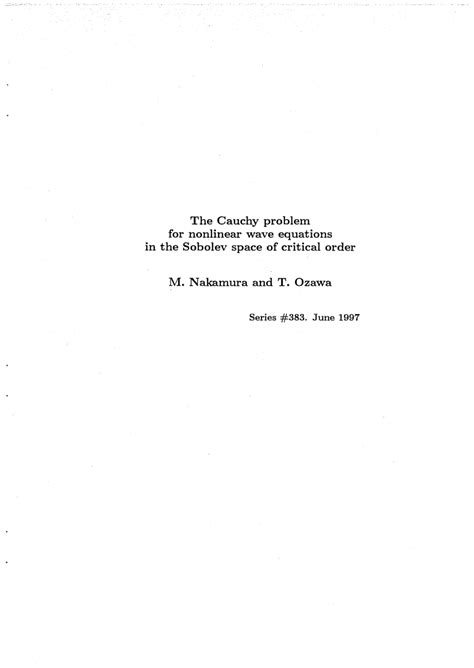 Pdf The Cauchy Problem For Nonlinear Wave Equations In The Sobolev Space Of Critical Order
