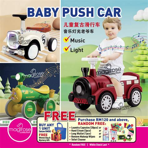 Train Push Car Retro Wheels Ride On Toy Car Baby Push Car Baby