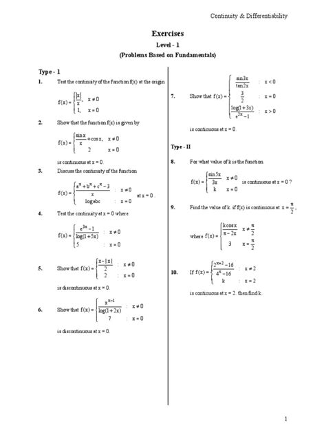 Continuity And Differentiability Pdf Continuous Function Calculus