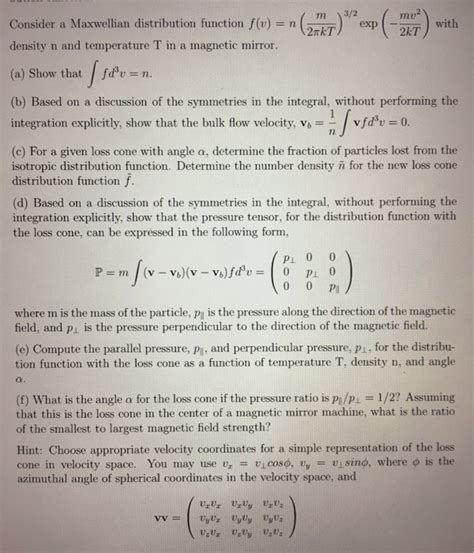 Consider A Maxwellian Distribution Function F V N