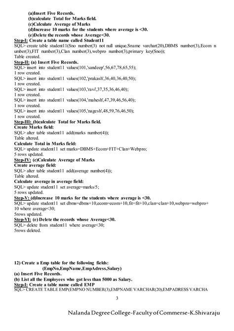 rdbms practical record docx