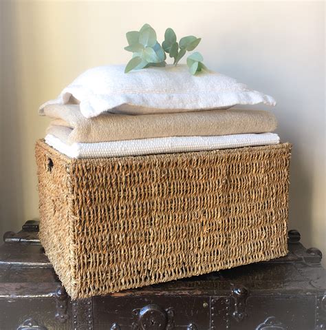 Canasto Seagrass Con Tapa Modelo 5 45x32x23 Cm Altura 23 OnLine Deco