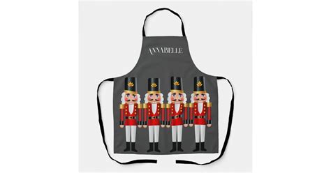 Red And White Nutcrackers Personalize Apron Zazzle