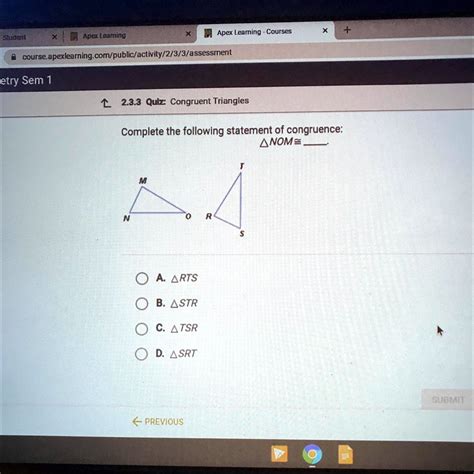 Complete The Following Statement Of Congruence Learnexams