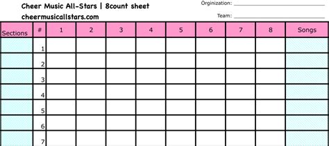 Free 8 Count Sheets Cheer Music All Stars Custom Cheer Music
