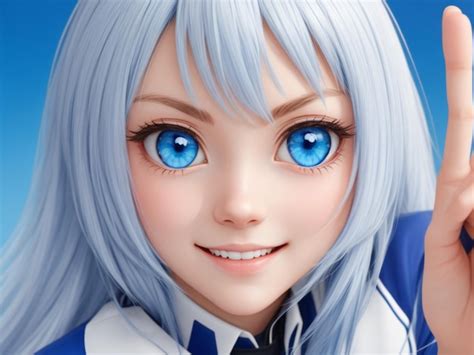 Premium Ai Image An Anime Girl With Vibrant Blue Eyes And A