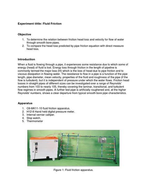 Lab Report Fluid Friction Download Free Pdf Reynolds Number Fluid