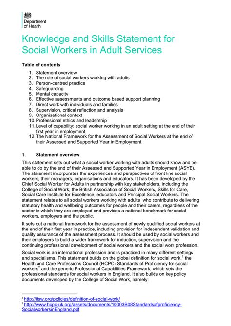 Knowledge And Skills Statement For Social Workers In Adult Knowledge And Skills Statement For Social Workers In Adult