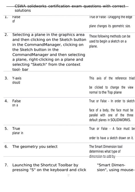 Cswa Solidworks Certification Exam Questions With Correct Solutions Solidworks Certification