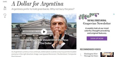 The Wall Street Journal propone dolarizar la economía argentina Hay