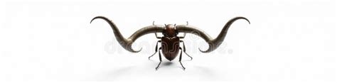 Large Brown Beetle With Long Horn On White Background Longhorn Beetle Beetle Stock
