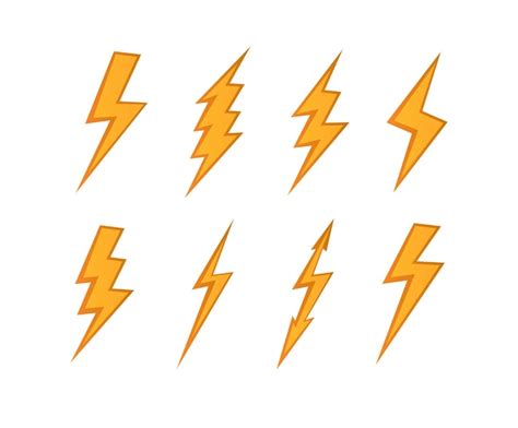 Lightning Set Lightning Bolt Thunderbolt Lightning Strike Estilo Plano