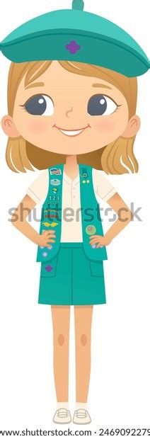 Young Smiling Blond Girl Scout Wearing Stock Vector Royalty Free