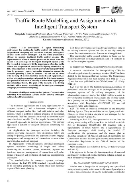 Pdf Traffic Route Modelling And Assignment With Intelligent Transport