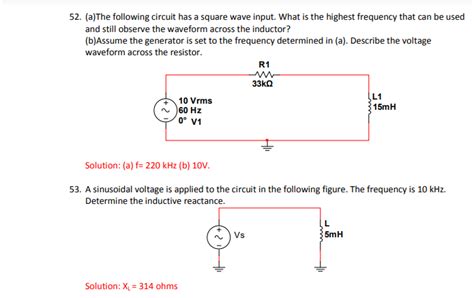 Solved A The Following Circuit Has A Square Wave Input Chegg