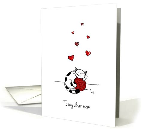 Happy Birthday To Estranged Mom Cat Hugging Yarn Ball Card 1426938