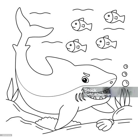 หน้าระบายสีฉลามขาวสําหรับเด็ก ภาพประกอบสต็อก ดาวน์โหลดรูปภาพตอนนี้ กระดาษระบายสี ศิลปะ