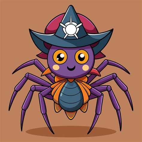 Cartoon Vector Art Of Cute Witch Spider Premium Ai Generated Vector