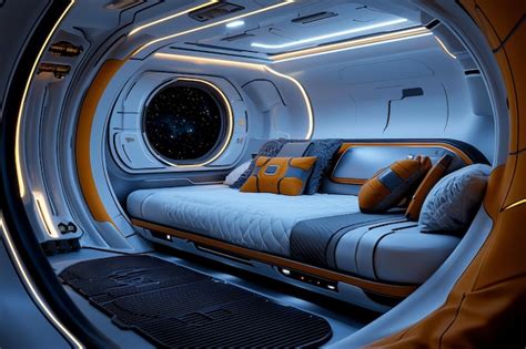 Futuristic Scifi Spaceship Interior Design Photorealistic Hightech
