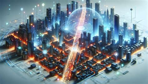 3d Glowing Abstract Data Streams Flowing Through A Digital Cityscape Concept As A Digital