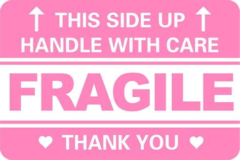 Fragile Sticker2x3 Inch 100pcs Cute Pink Fragile Shipping