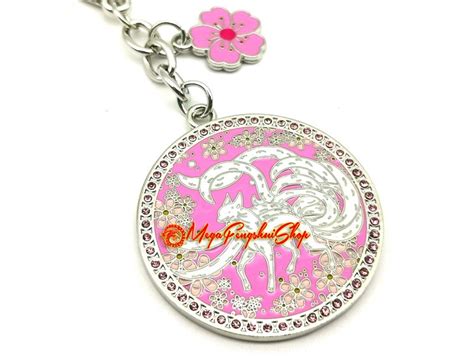9 Tailed White Fox Amulet Feng Shui Keychain