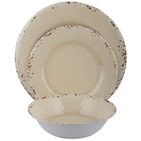 Melange 18 Piece Melamine Dinnerware Set Rustic Collection Dinner P