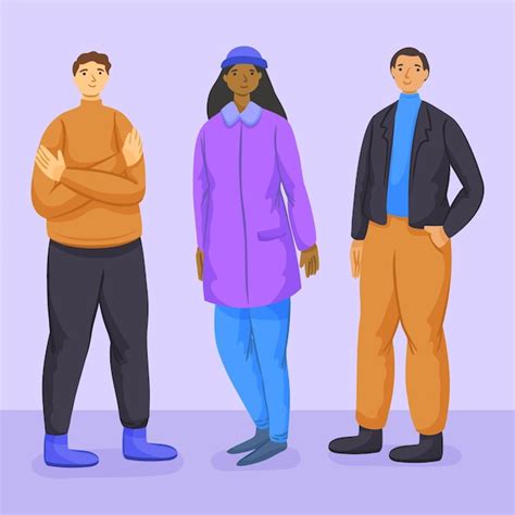 Personas Con Ropa De Invierno Acogedora Vector Gratis