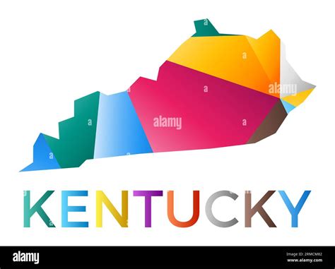 Bright Colored Kentucky Shape Multicolor Geometric Style Us State Logo