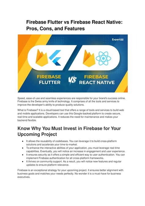 Ppt Firebase Flutter Vs Firebase React Native Pros Cons And Features Powerpoint
