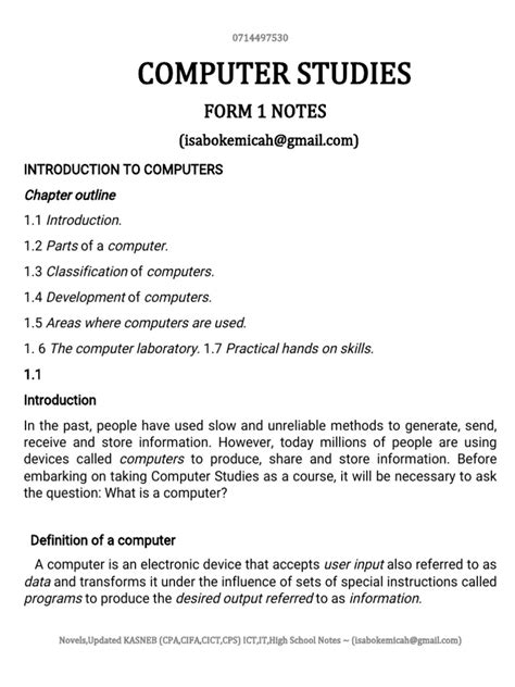 New Form 1 Computer Notes Pdf Office Equipment Information And
