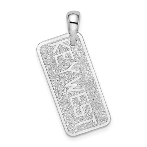 Sterling Silver Rhod Plated Polishedtextured Key West License Pendant
