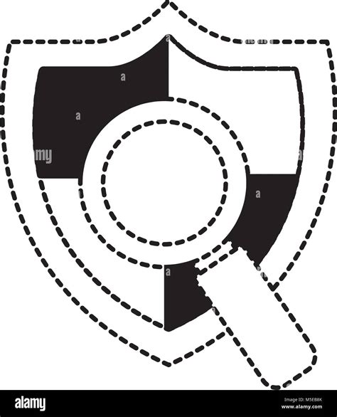 shield protection magnifier search data information stock vector image