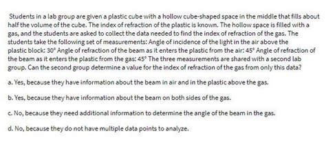 Solved Babes In A Lab Group Are Given A Plastic Cube With Chegg Com