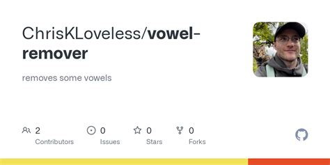 Github Chrisklovelessvowel Remover Removes Some Vowels