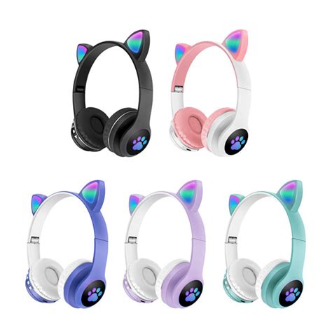 Беспроводные наушники с кошачьими ушками Cat Ear VZV-23M LED подсветка ...