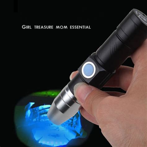 Uv Light Rechargeable Lamp Led Flashlight 3 Mode 365nm Ultraviolet Mini