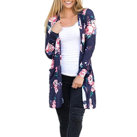 Autumn Long Cardigans 2019 Fashion Women Flower Print Coat Long Sleeve