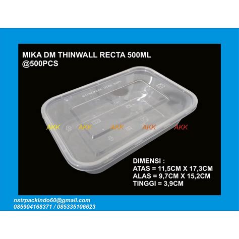 Jual Thinwall Dm Rectangle 500 Ml Kotak Makan Thinwall Box 25pcs