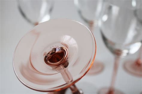 Luminarc Arcoroc Rosaline Pink Stem Crystal Clear Wine Glasses Goblets