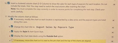 Solved 10 Insert A Clustered Column Chart 2 D Column To