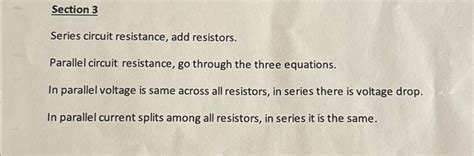 Solved Section 3series Circuit Resistance Add