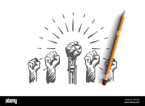 HCI Automation Technology Team Leadership Concept Hand Drawn Isolated Vector Stock Vector