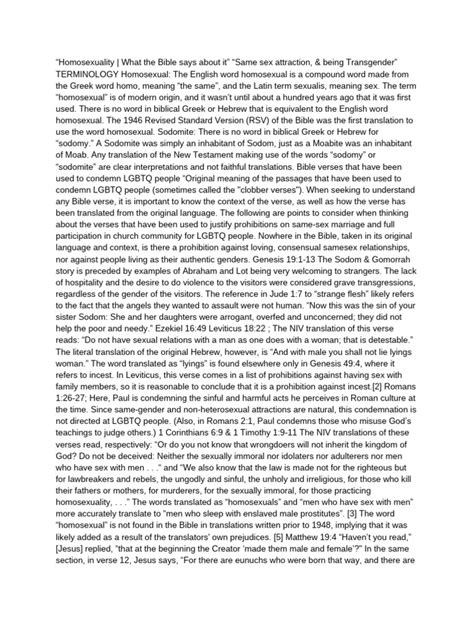 “homosexuality What The Bible Says About It” “same Sex Attraction And Being Transgender