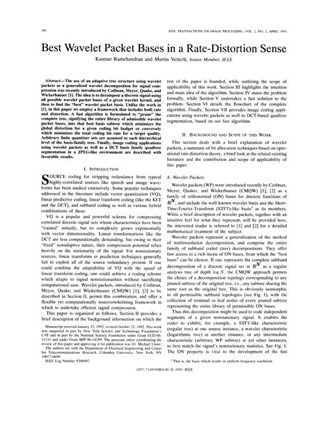 Pdf Best Wavelet Packet Bases In A Rate Distortion Sense