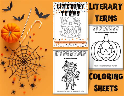 Halloween Literary Terms Coloring Sheets Ela English Activity Etsy