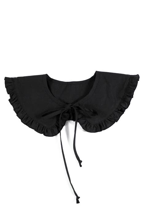 Black Cotton Round Collar