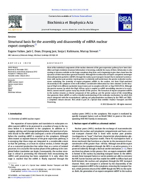 Pdf Structural Basis For The Assembly And Disassembly Of Mrna Nuclear