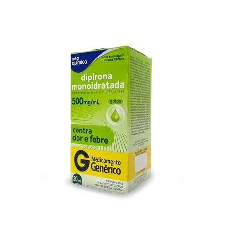Dipirona Monoidratada 500mg Ml Solução Gotas 20ml Neo Química